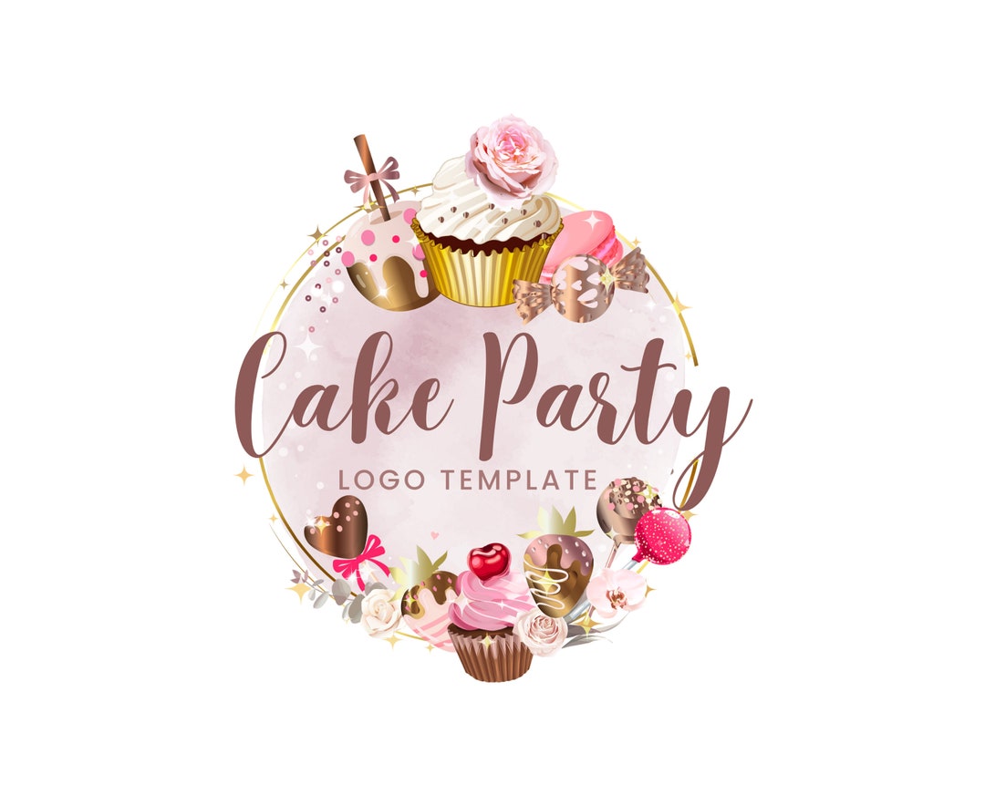 Cake Party Logo Design, Dessert Logo, Party Table, Cake Pops Logo ...