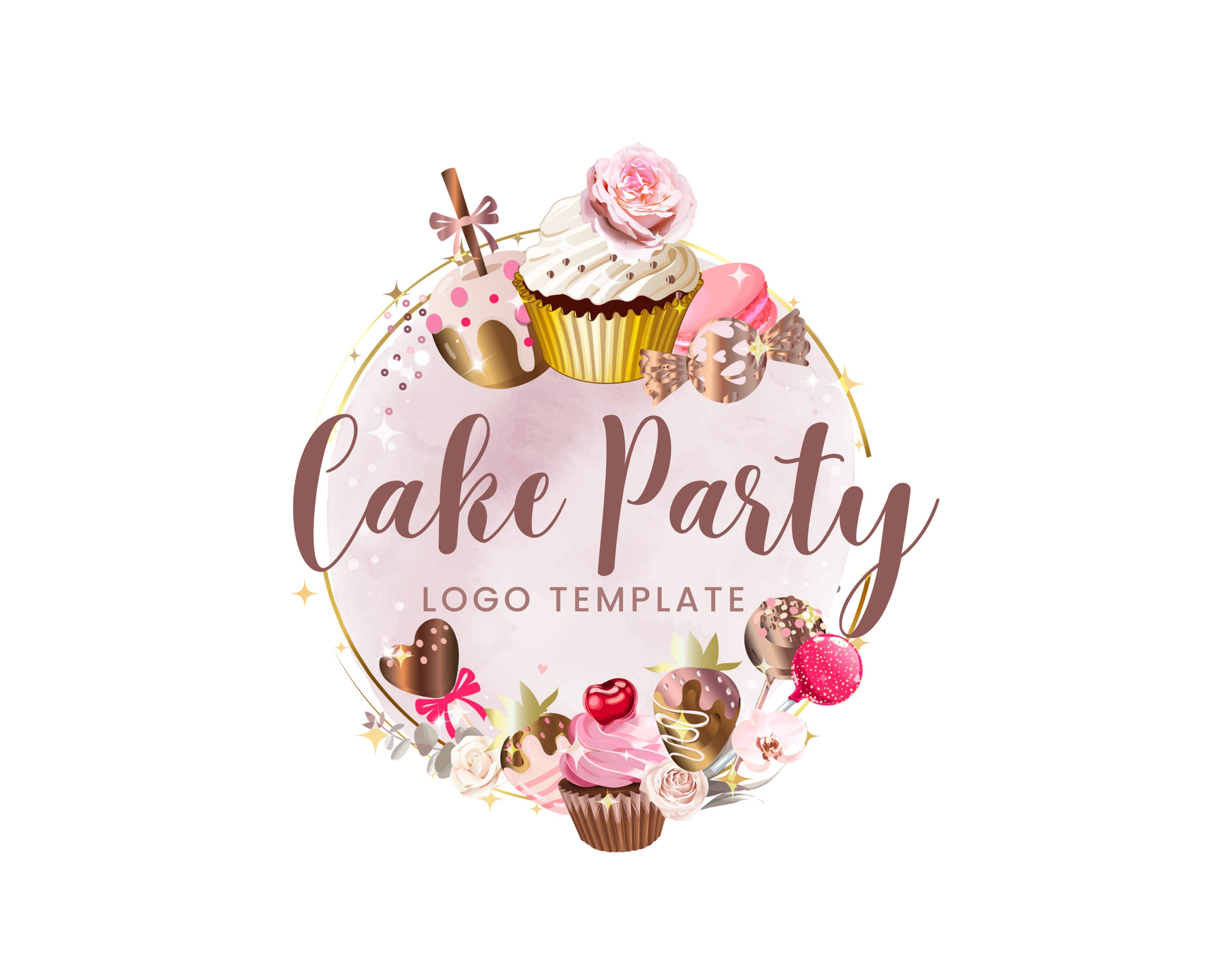 Cake Party Logo Design, Dessert Logo, Party Table, Cake Pops Logo ...