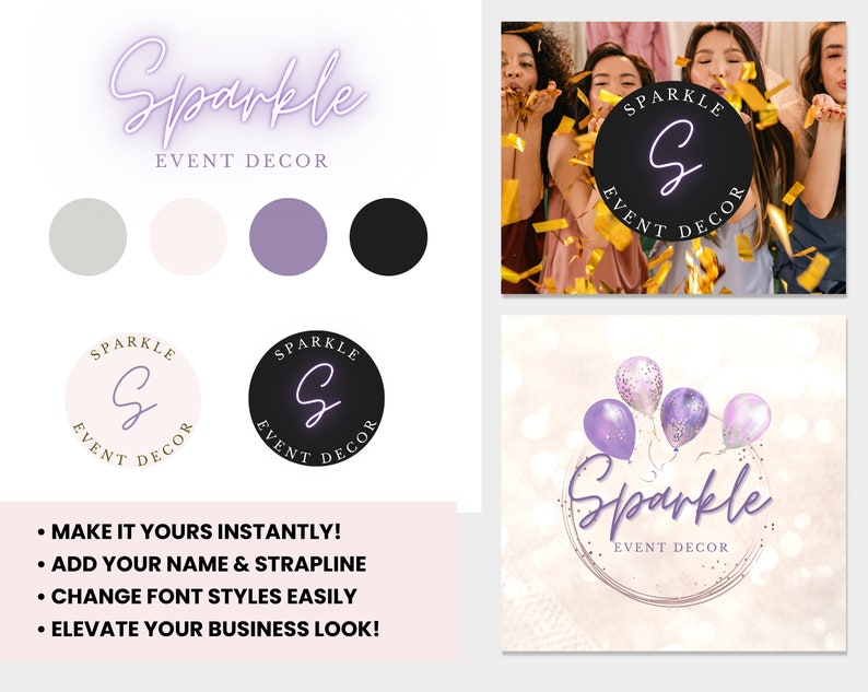 Sparkle Events Decor Logo Template - Balloon Circle Logo - Business ...