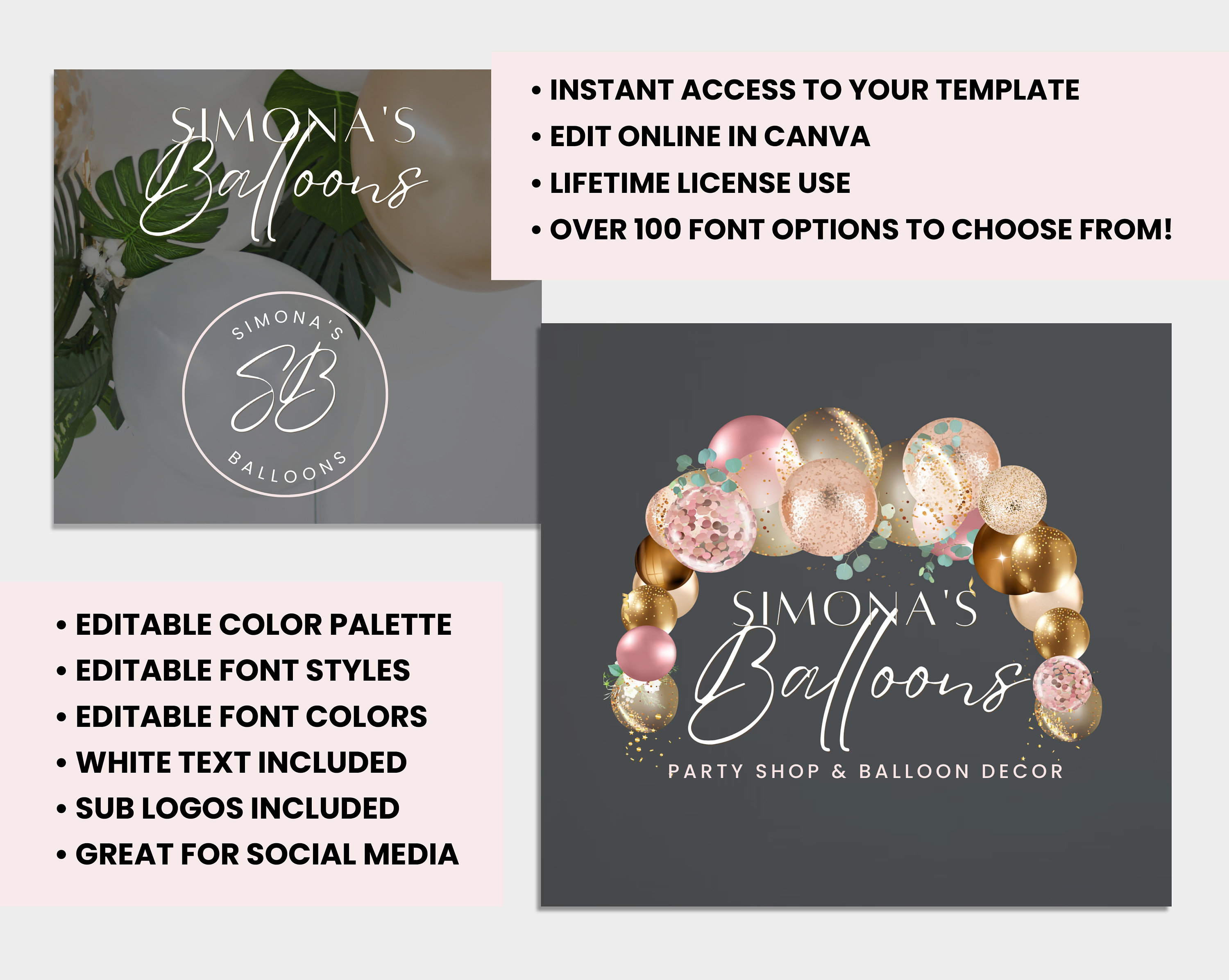 Simonas Balloons Logo Template Balloon Arch Logo Business Logo Events ...