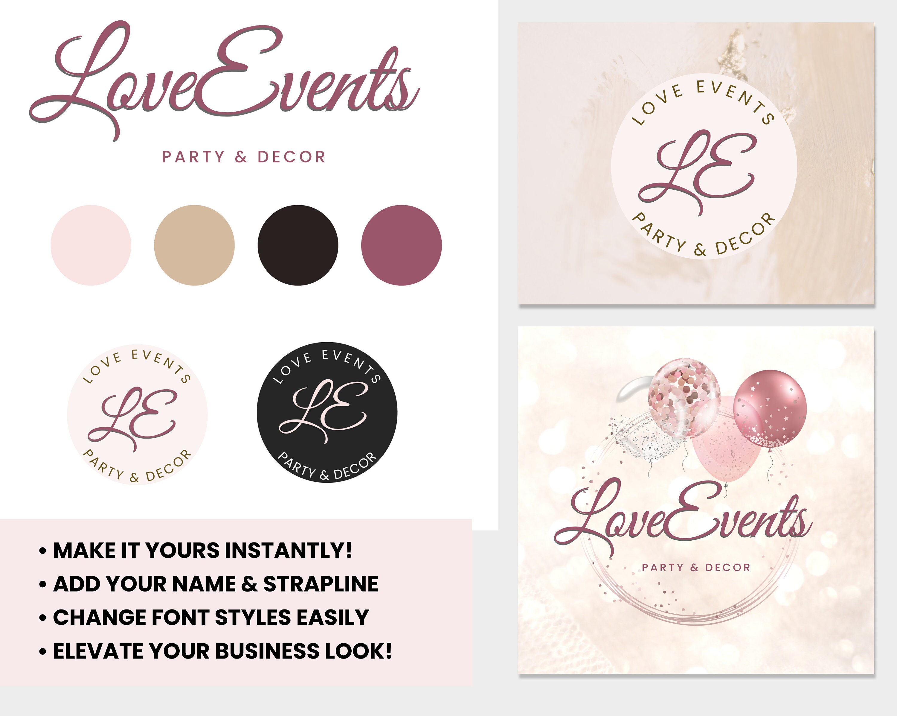 Love Events Logo Template - Balloon Circle Logo - Business Logo ...