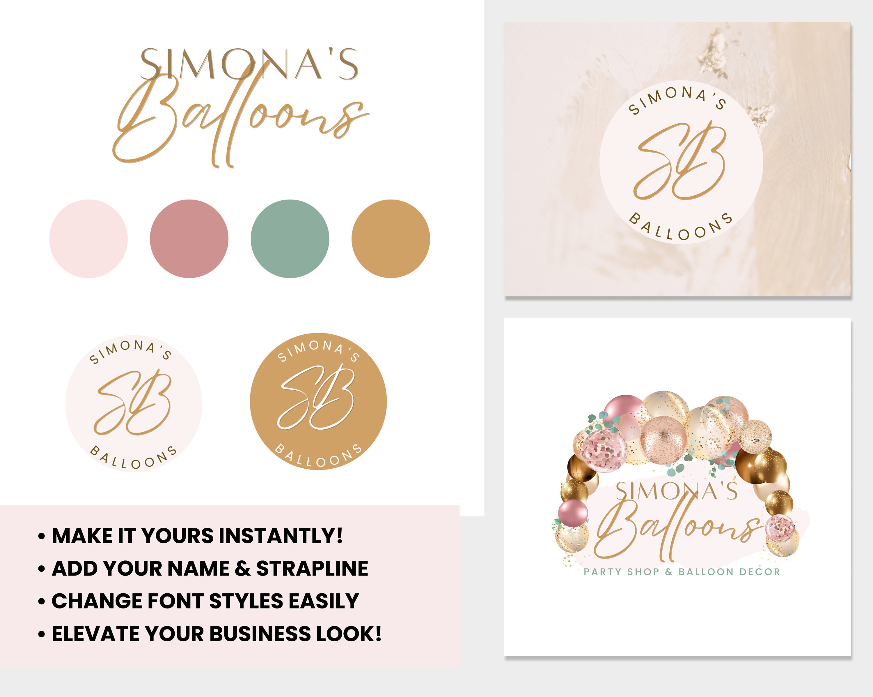 Simonas Balloons Logo Template Balloon Arch Logo Business Logo Events ...