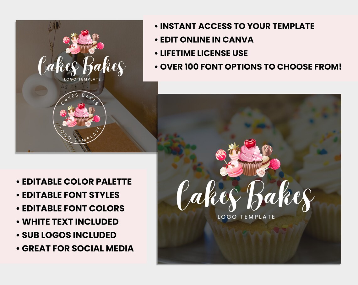 Cakes Bakes Logo Design, Dessert Logo, Party Table, Cake Pops Logo ...