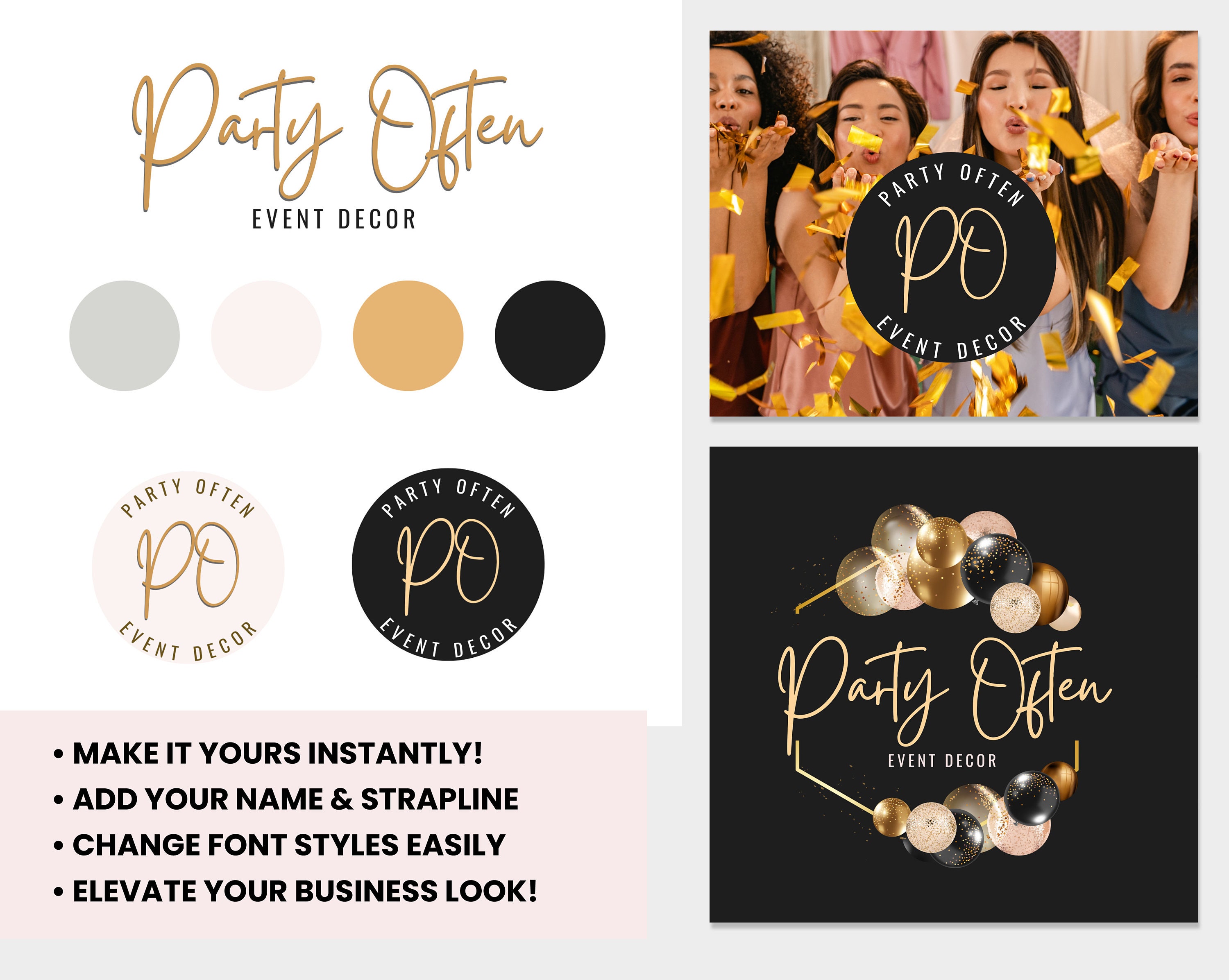 Party Often Logo Template Balloon Circle Logo Business Logo Events Logo ...