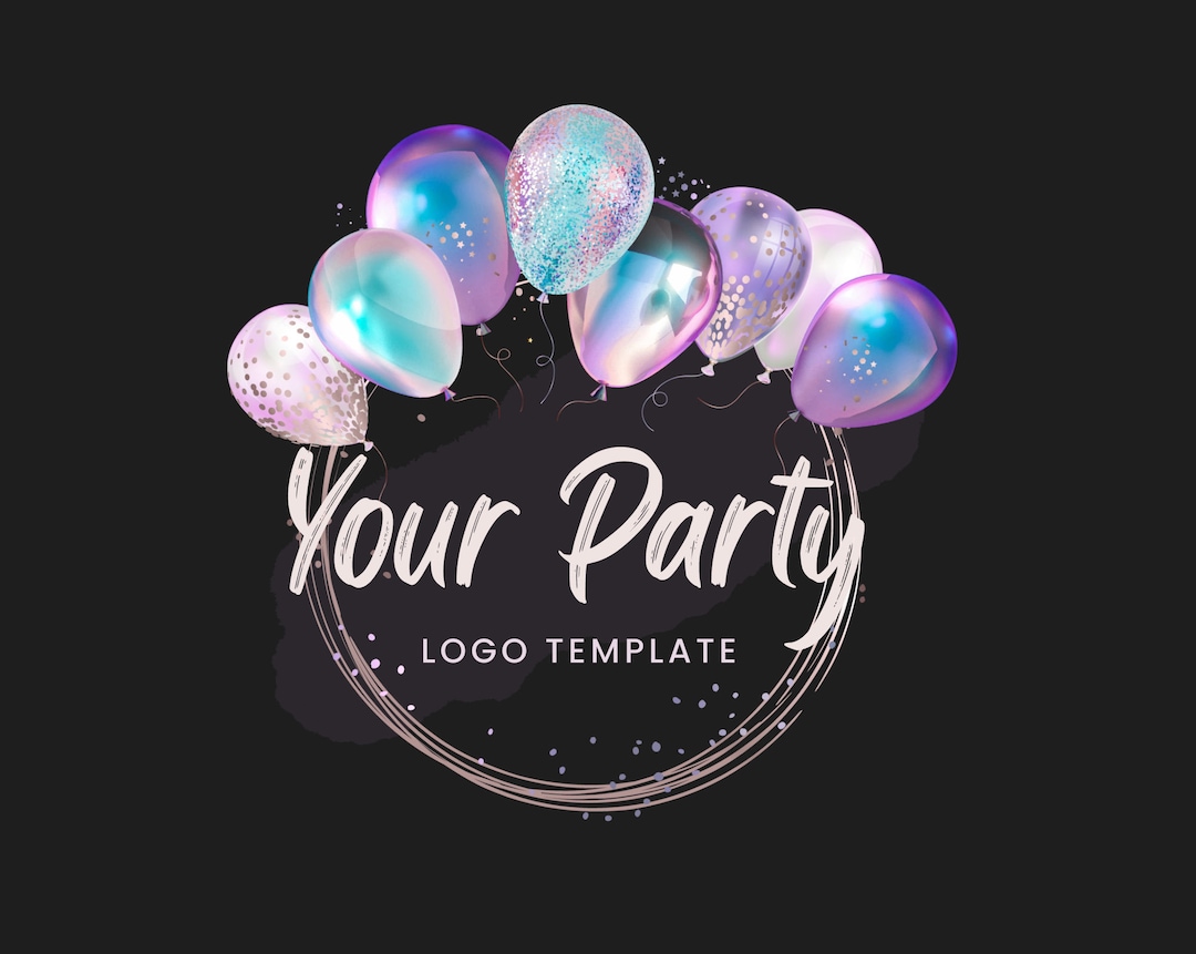 Party Logo Template - Balloon Logo- Events Logo - Celebration Logo ...