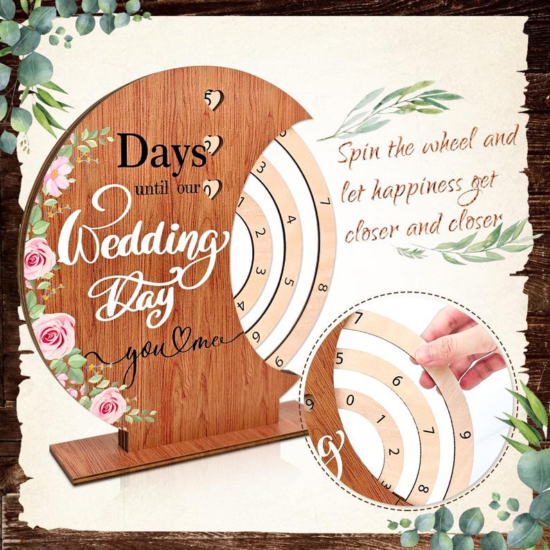 Wooden Wedding Countdown Calendar | Engagement Gift, Bridal Shower ...