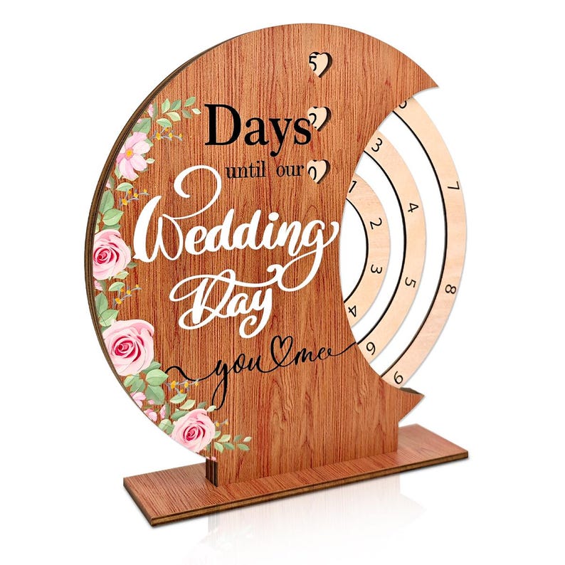 Wooden Wedding Countdown Calendar | Engagement Gift, Bridal Shower ...