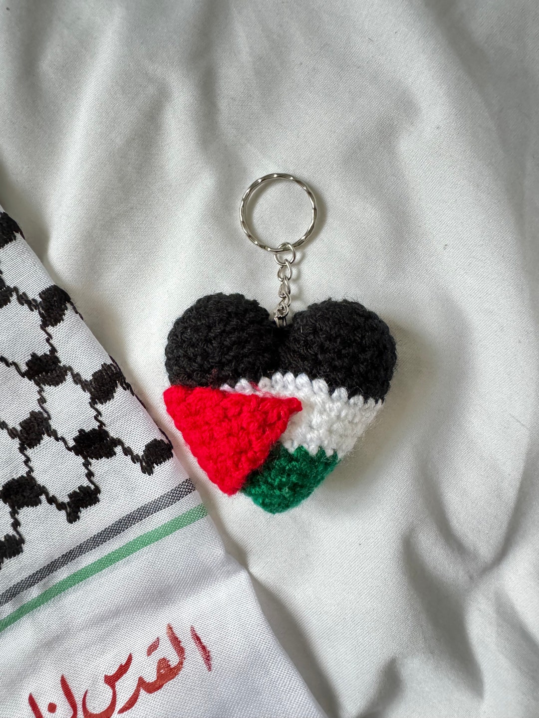 Handmade Palestine Flag Solidarity Heart Keychain Crochet - Etsy