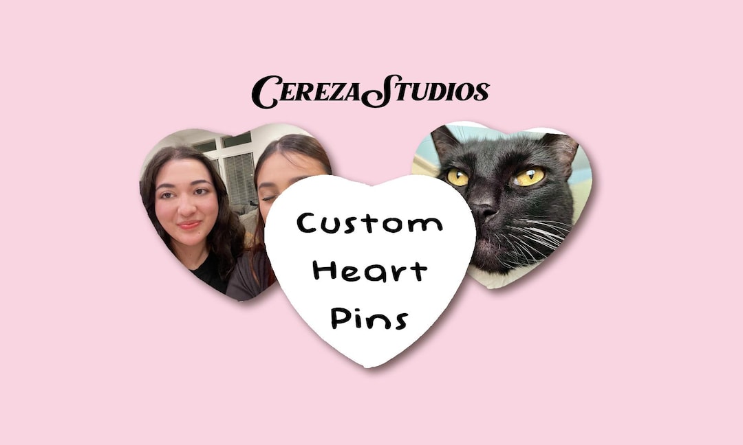 Heart Holographic Button Pins, Cute Heart Shaped Badges, Custom Glitter ...