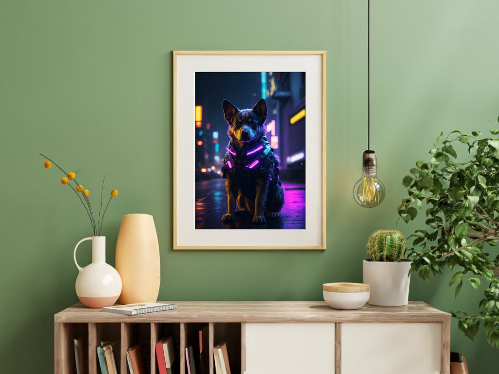 Set of 3 Cyberpunk Themed Art Prints Vibrant Cyberpunk Pups - Etsy