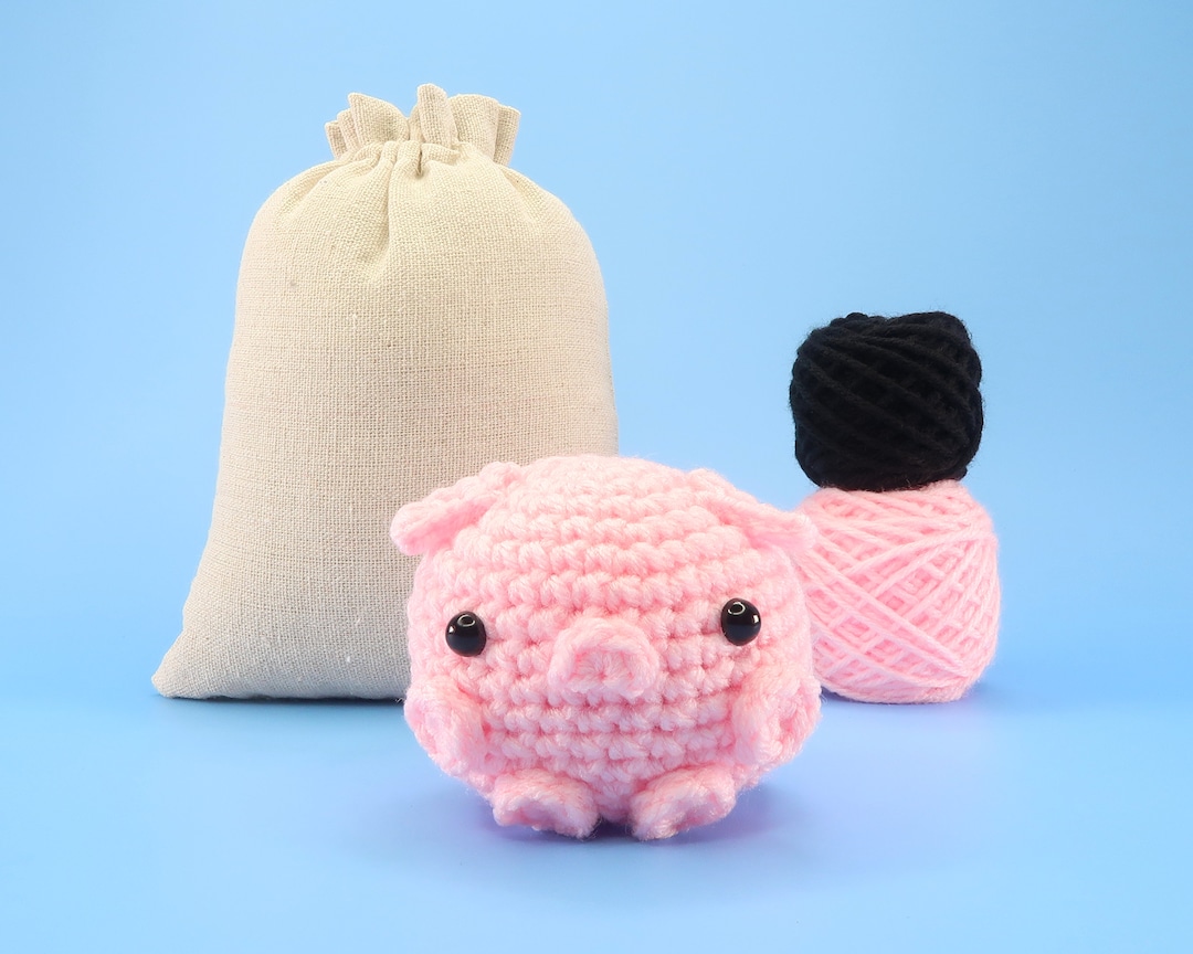 Beginner Pig Crochet Kit, Easy Crochet Starter Kit, Beginner Crochet ...