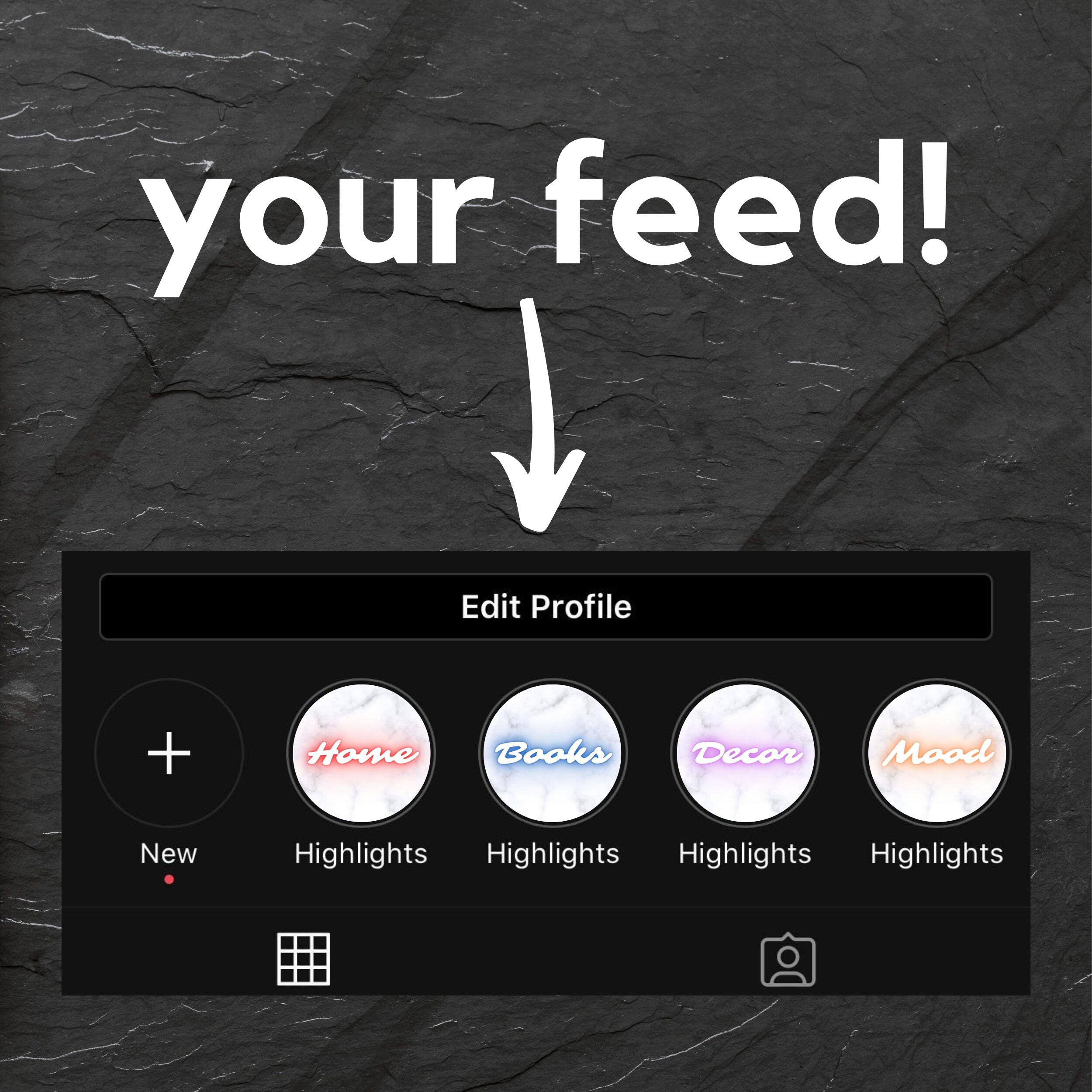 80 Instagram Story Text Highlight Covers - White Marble Neon Icons Set ...