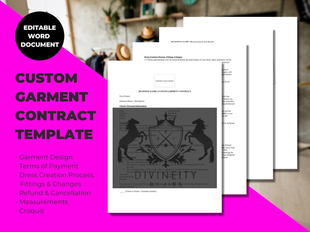 Easy to Edit Custom Garment/fashion Client Agreement/express Shipping ...
