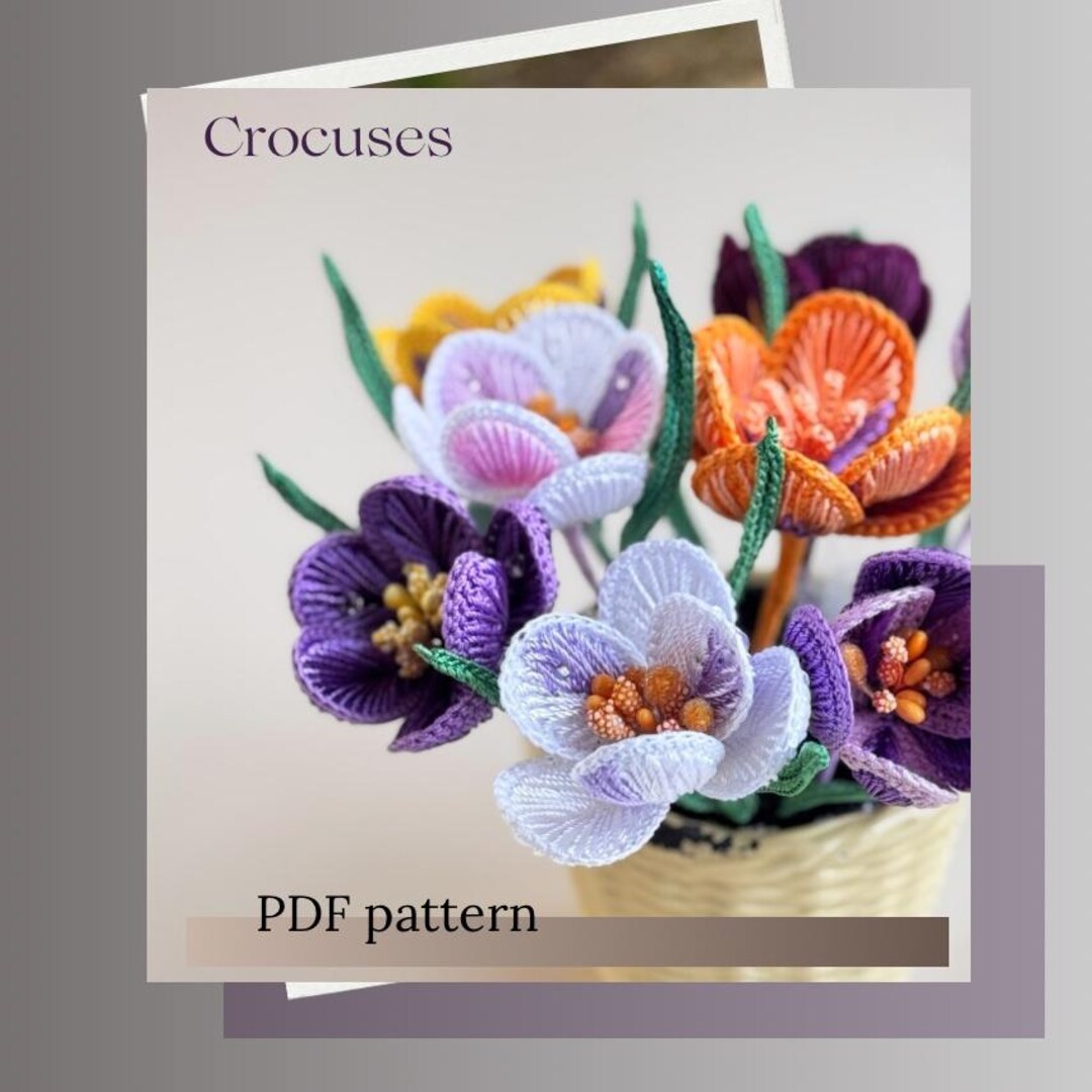 Crocus Crochet Pattern PDF Flowers Vase Amigurumi Flowers Gift for Her ...