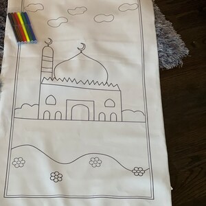 Kids Prayer Rug With Markers Prayer Rug Islamic Gifts Color Your Own ...