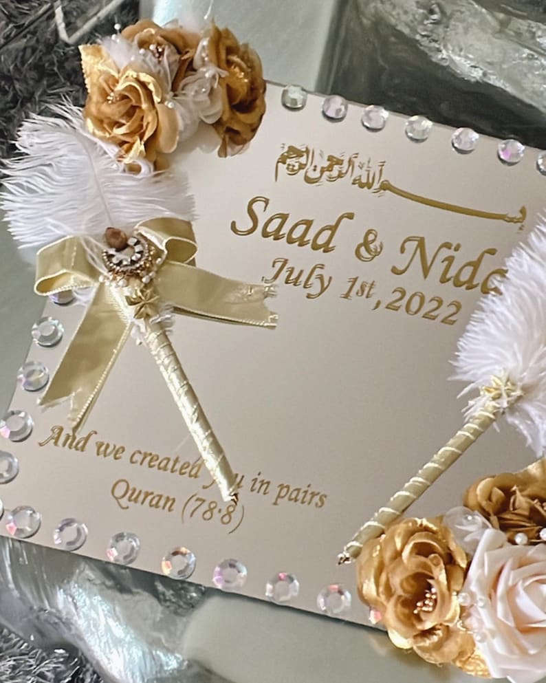 Nikkah Tray With Pens | Islamic Wedding Decor, Ring Holder - Etsy
