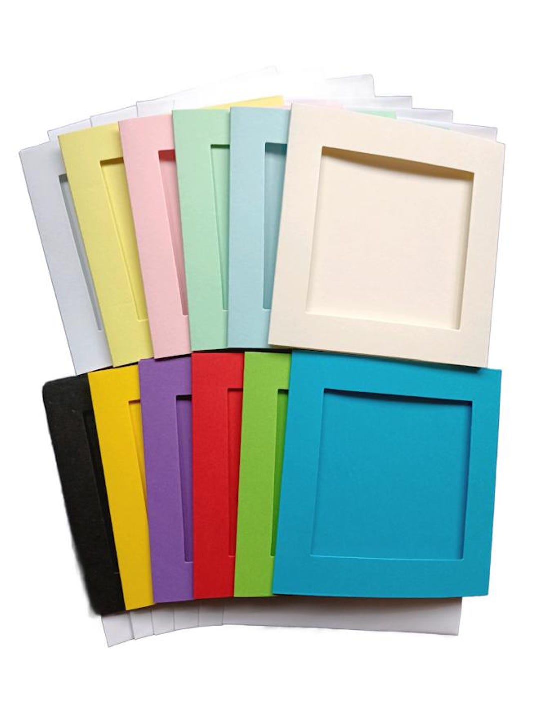 Square Aperture Tri-fold 4x4" Square Card Blanks: 5 Pack in 19 Colours ...
