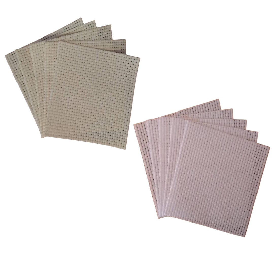 Binca Squares: 15cm 6" Cotton Cross Stitch Fabric, 5 Pack in Beige or ...