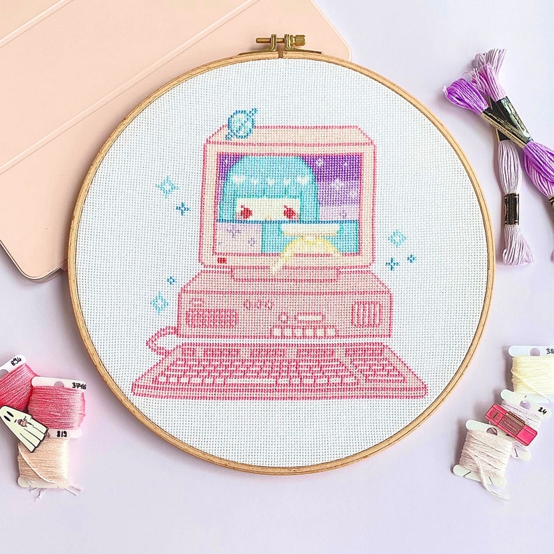 Retro Computer Cross Stitch Pattern - Etsy