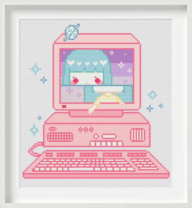 Retro Computer Cross Stitch Pattern - Etsy
