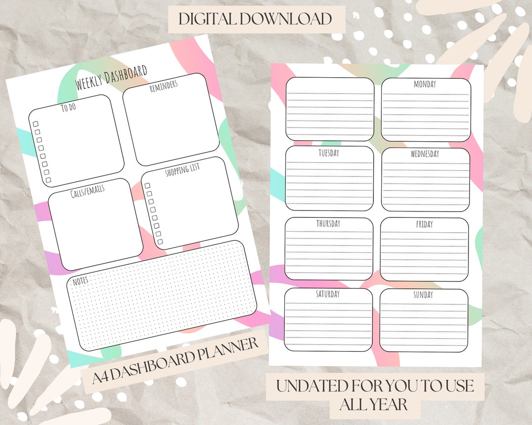 Weekly Dashboard Planner - Ribbons - Etsy