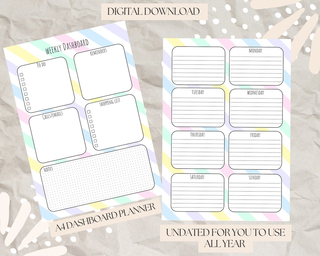 Weekly Dashboard Planner - Stripes - Etsy