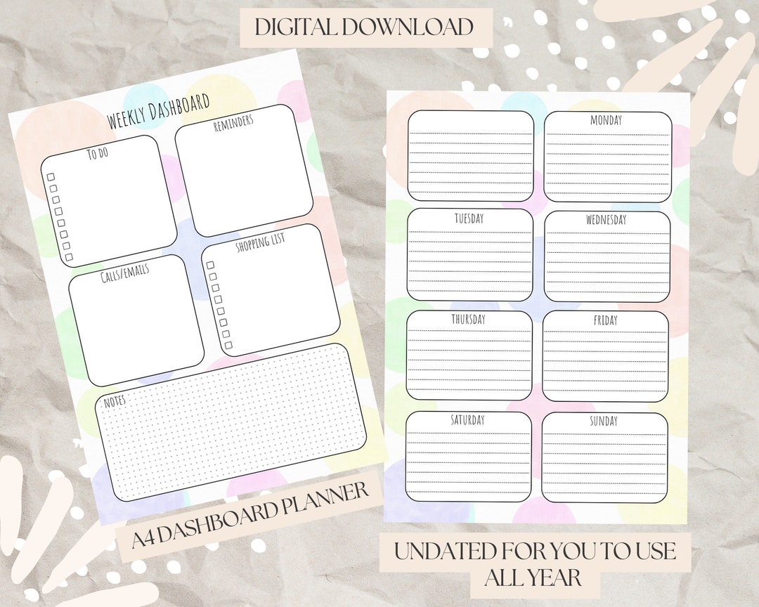 Weekly Dashboard Planner - Dots - Etsy