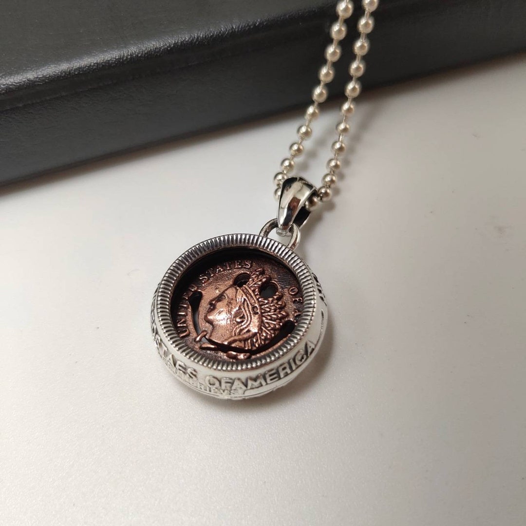 New Real S925 Silver Portrait Coin Female Pendant Simple Temperament ...