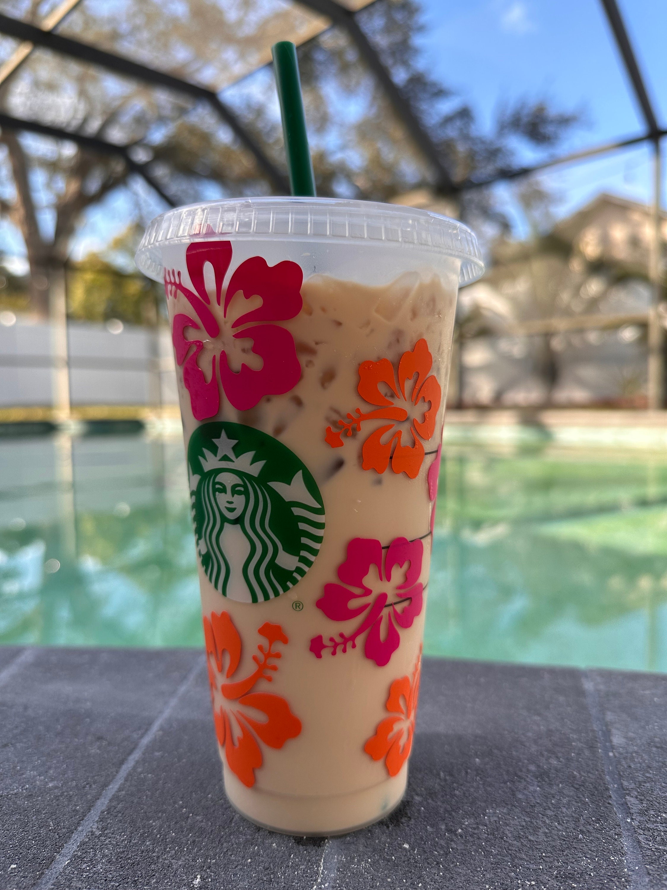 Aloha Flowers Starbucks Cup | Preppy Starbucks Cup | Preppy Cup - Etsy