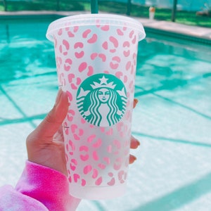 Pink Leopard Starbucks Cup | Preppy Starbucks Cup | Preppy Cup - Etsy