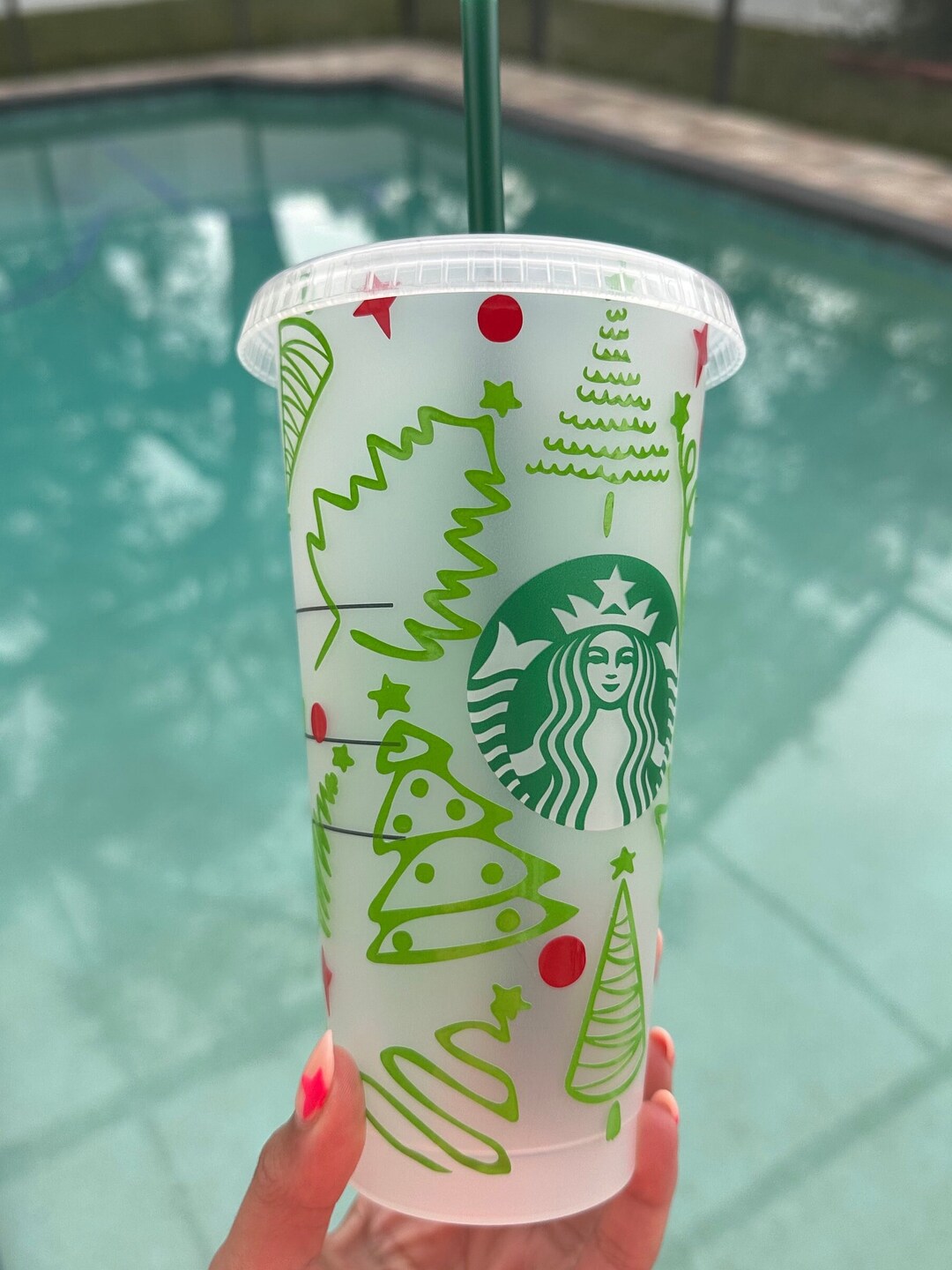 Christmas Tree Starbucks Cup | Preppy Starbucks Cup | Preppy Cup - Etsy