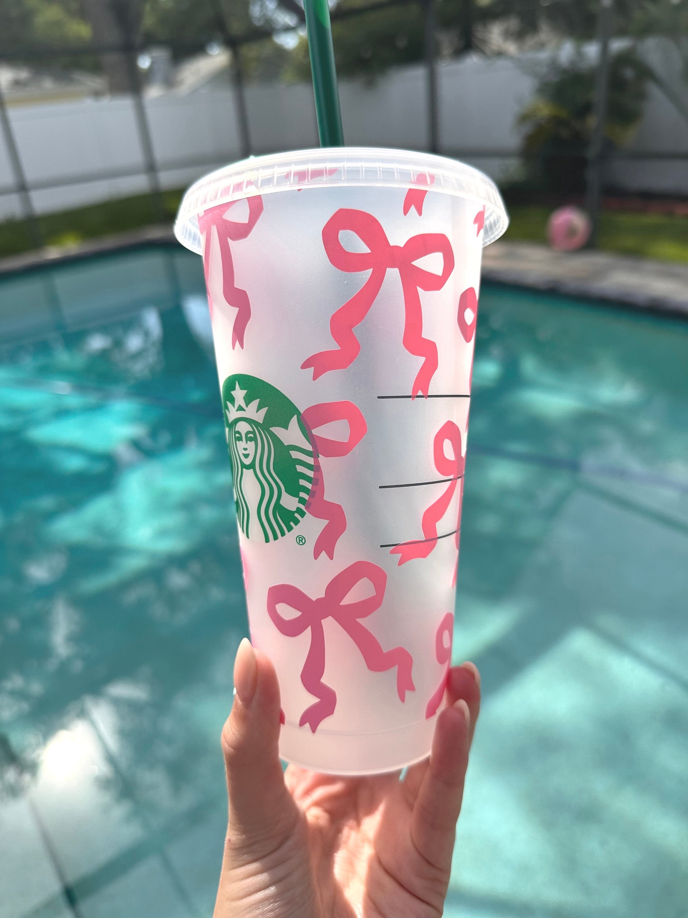 Pink Bow Starbucks Cup | Preppy Starbucks Cup | Preppy Cup - Etsy