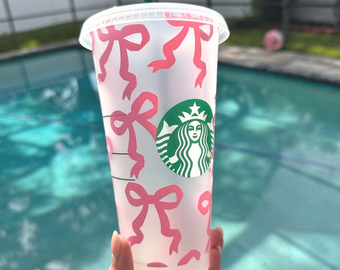 Pink Bow Starbucks Cup | Preppy Starbucks Cup | Preppy Cup - Etsy