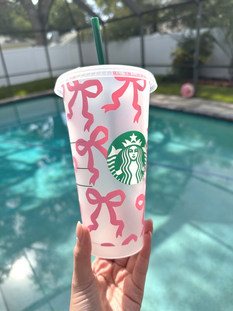 Pink Bow Starbucks Cup | Preppy Starbucks Cup | Preppy Cup - Etsy