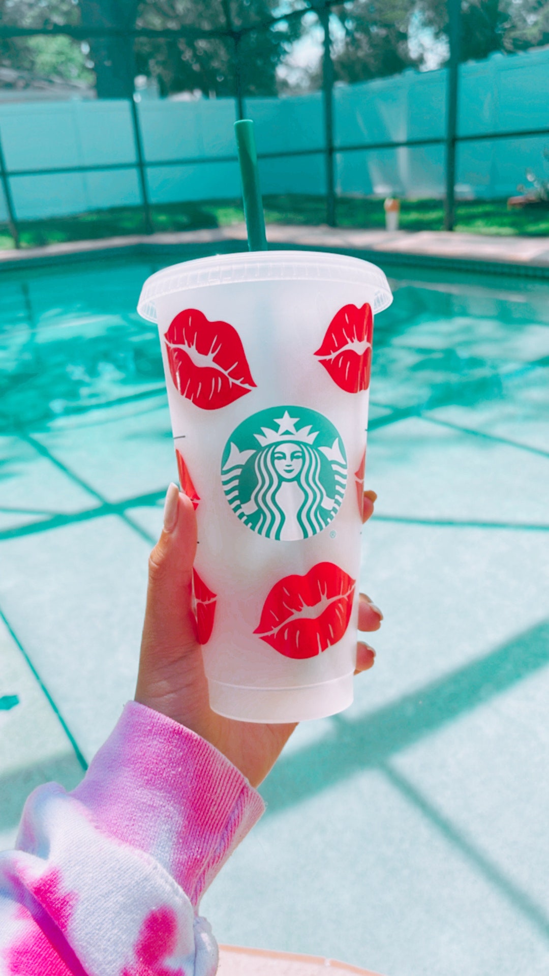 Kiss Lips Starbucks Cup | Preppy Starbucks Cup | Preppy Cup - Etsy