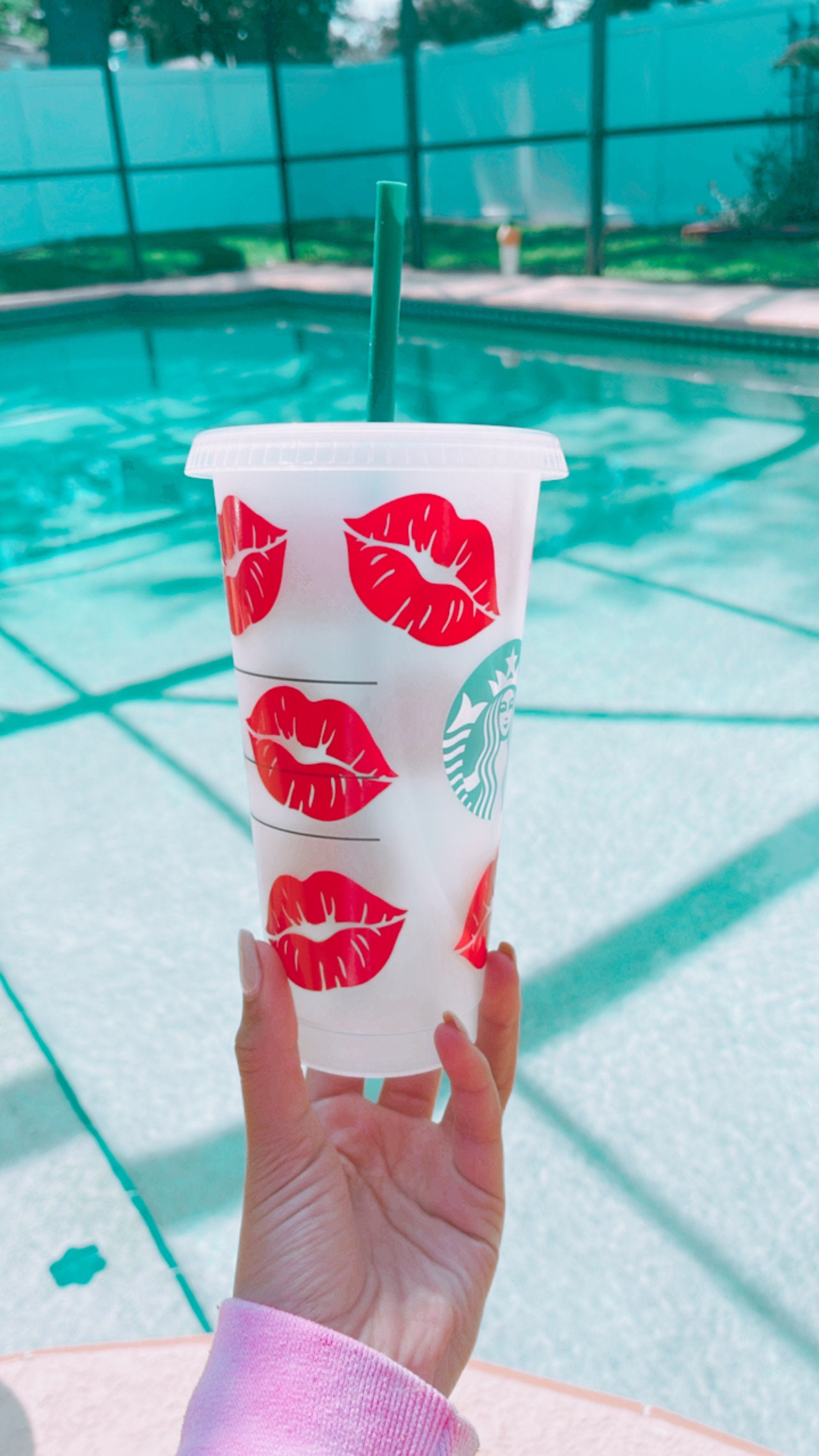 Kiss Lips Starbucks Cup | Preppy Starbucks Cup | Preppy Cup - Etsy