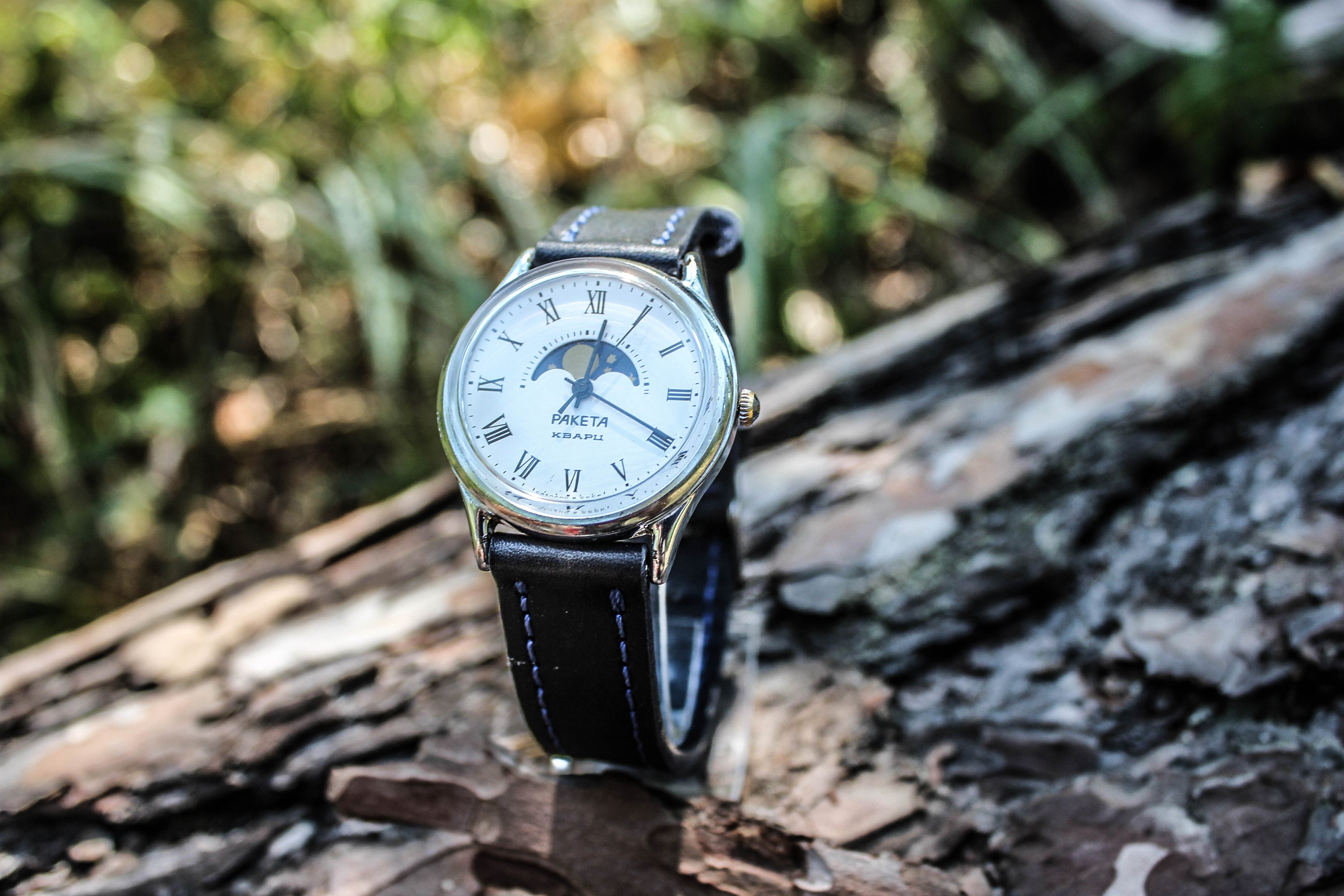Quartz Watch RAKETA With Real Moon Phases Calendar Moon Wrist - Etsy