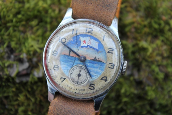 Soviet men's watch vintage hand painting 1950s "VICTO… - Gem