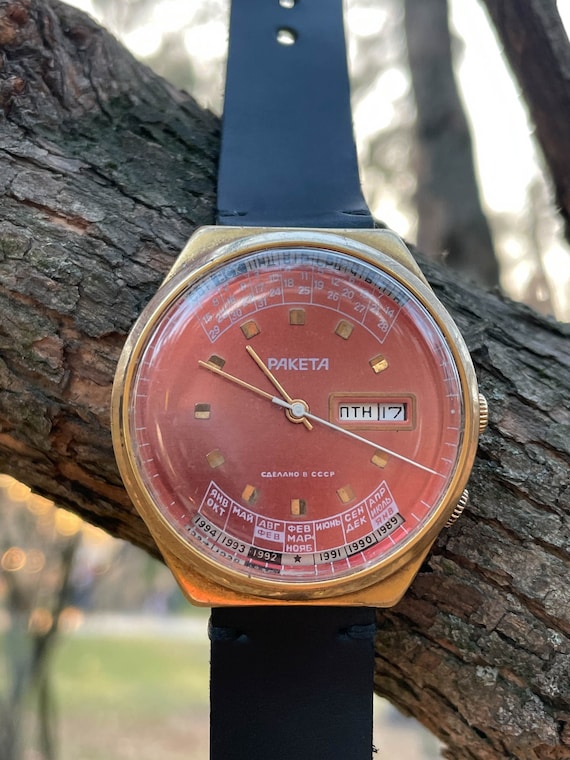 Raketa red College watch with Eternal Calendar Gold P… - Gem