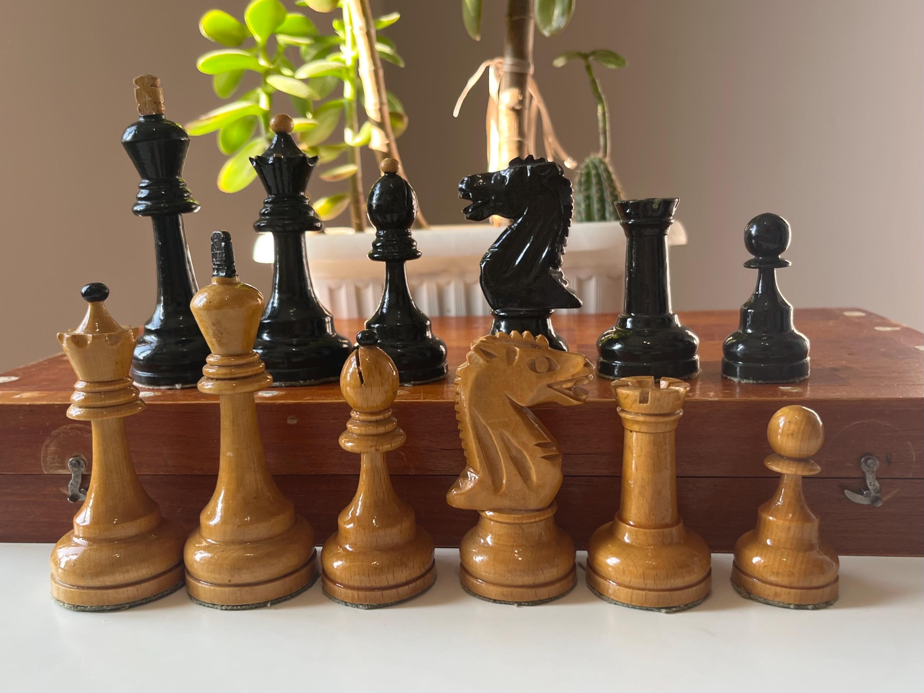 Soviet Grandmaster Chess Set With Weights From the 50s. Large Wooden ...