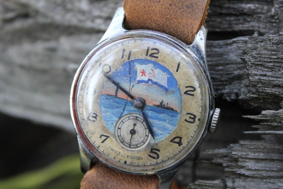 Soviet men's watch vintage hand painting 1950s "VICTO… - Gem