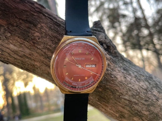 Raketa red College watch with Eternal Calendar Gold P… - Gem