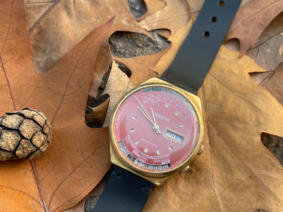 Raketa red College watch with Eternal Calendar Gold P… - Gem