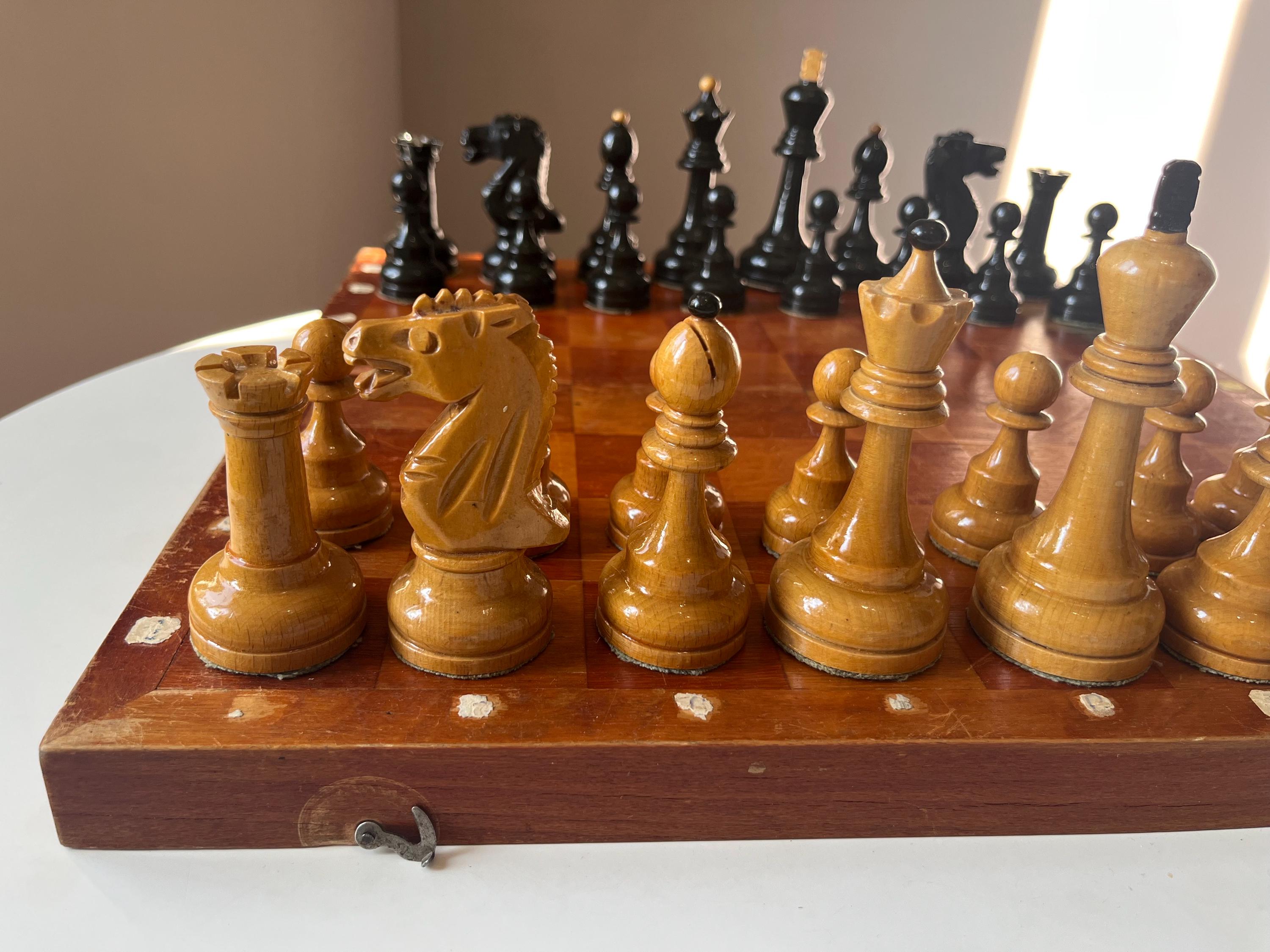 Soviet Grandmaster Chess Set With Weights From the 50s. Large Wooden ...