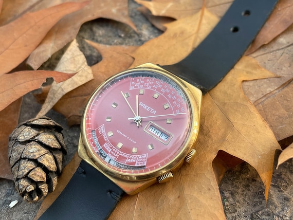 Raketa red College watch with Eternal Calendar Gold P… - Gem