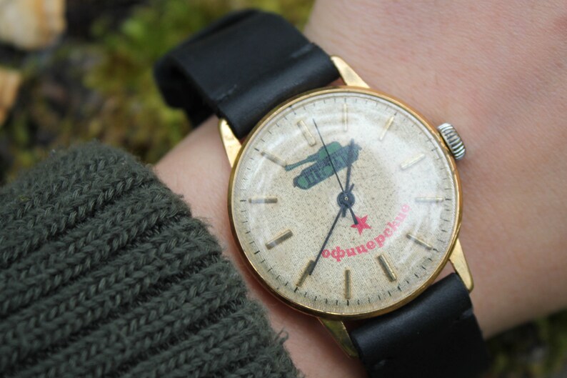 Soviet Watch, Raketa Gold Plated, Officer Watch With Tank, Commander ...