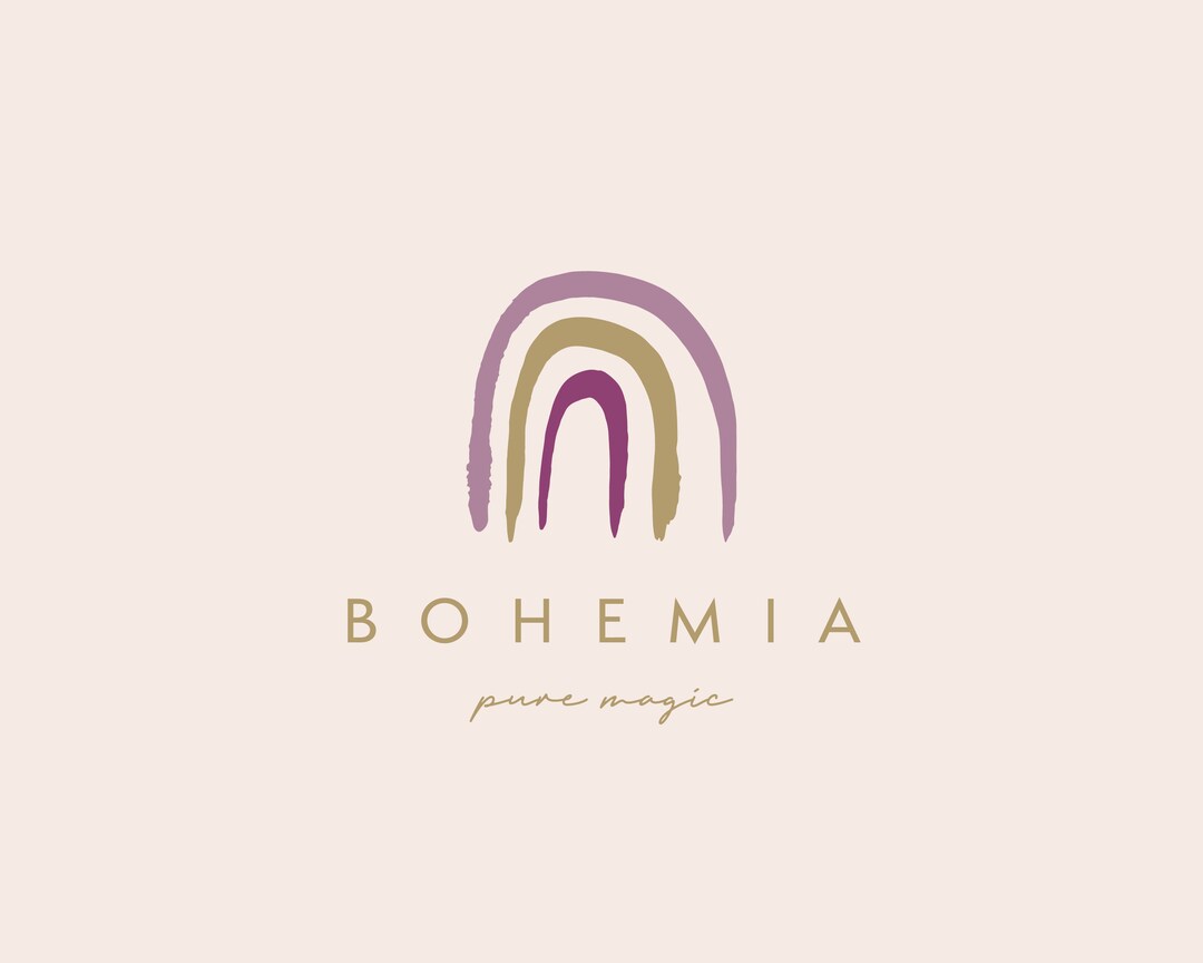 Rainbow Logo Design Boho Business Logo Abstract Logo - Etsy