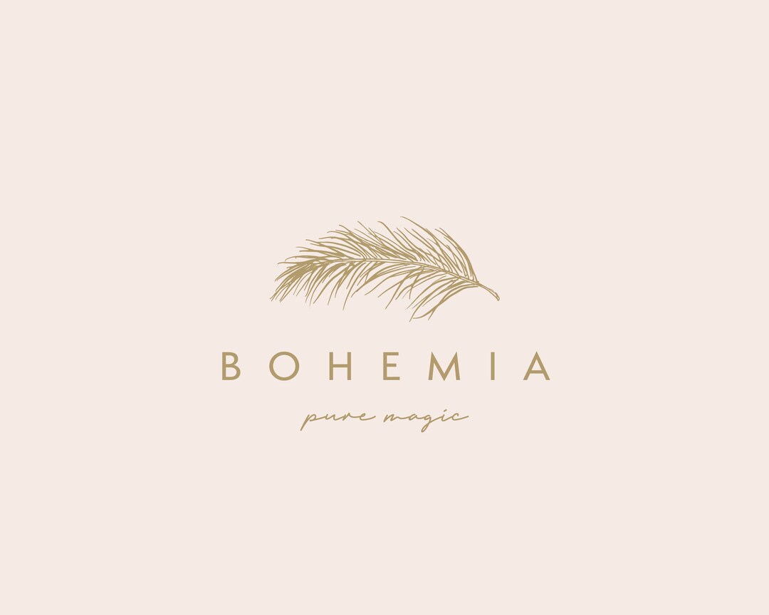 Boho Feather Logo Design Simple Business Logo Abstract Logo - Etsy ...