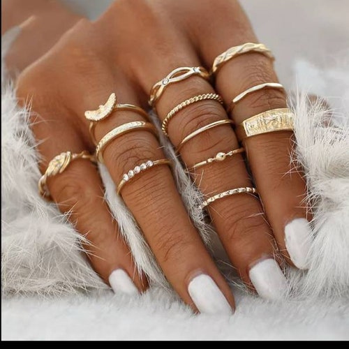 Set of 3 Gold Midi Rings/ Gold Ring Set/ Gifts for Her - Etsy