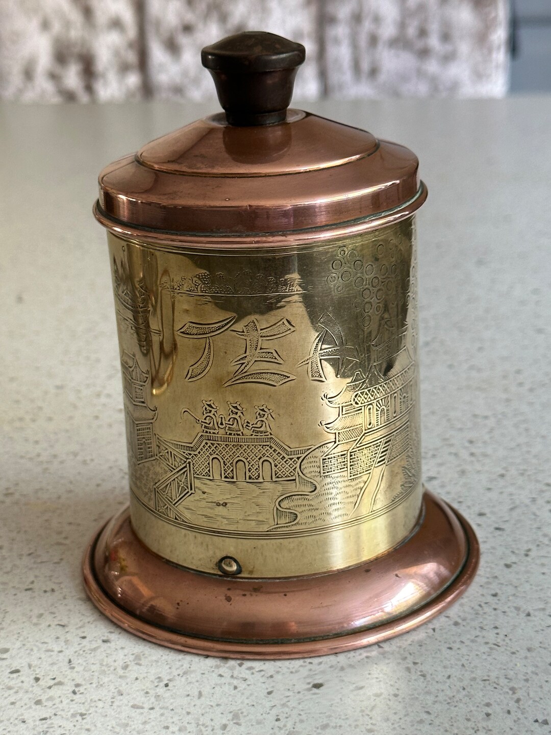 Vintage Copper and Brass Tea Caddy With Chinese Willow Pattern - Etsy